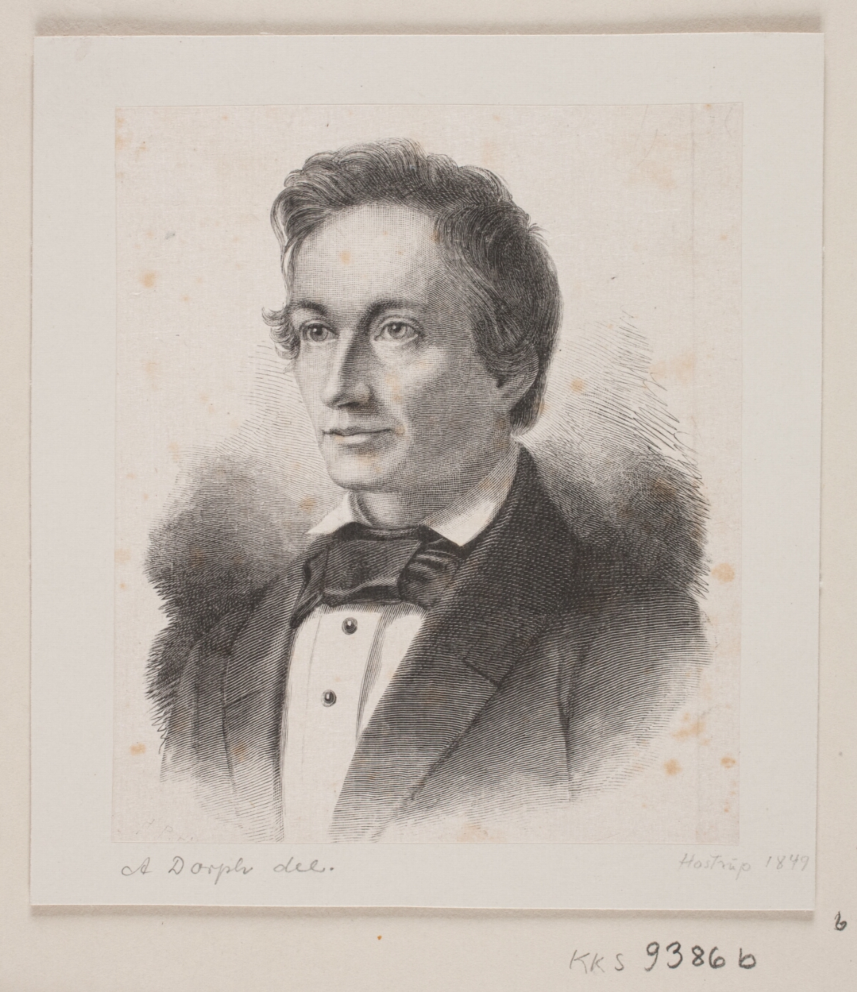 Portræt af Hostrup, 1849, Hans Peter Hansen, A. Dorph | SMK Open