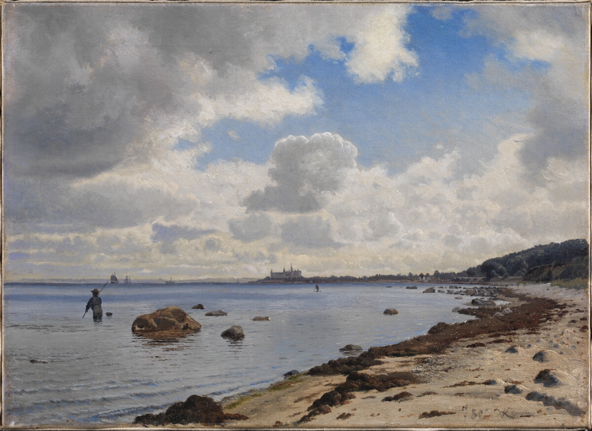 Sjællands nordkyst med udsigt til Kronborg, 1880, Vilhelm Kyhn | SMK Open