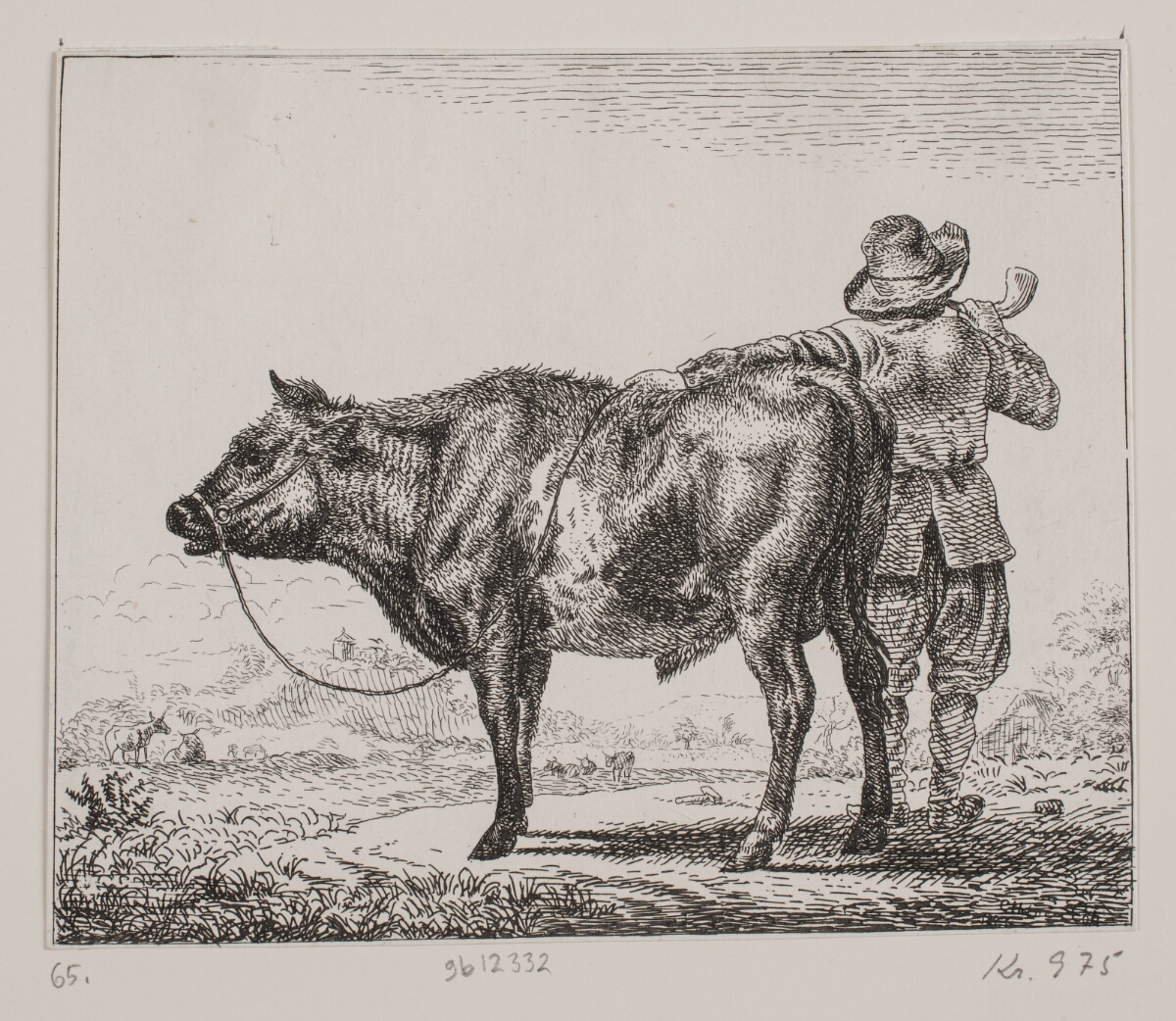 En ko med rygvendt hyrde, 1821, Christian Holm, Adriaen van de Velde ...