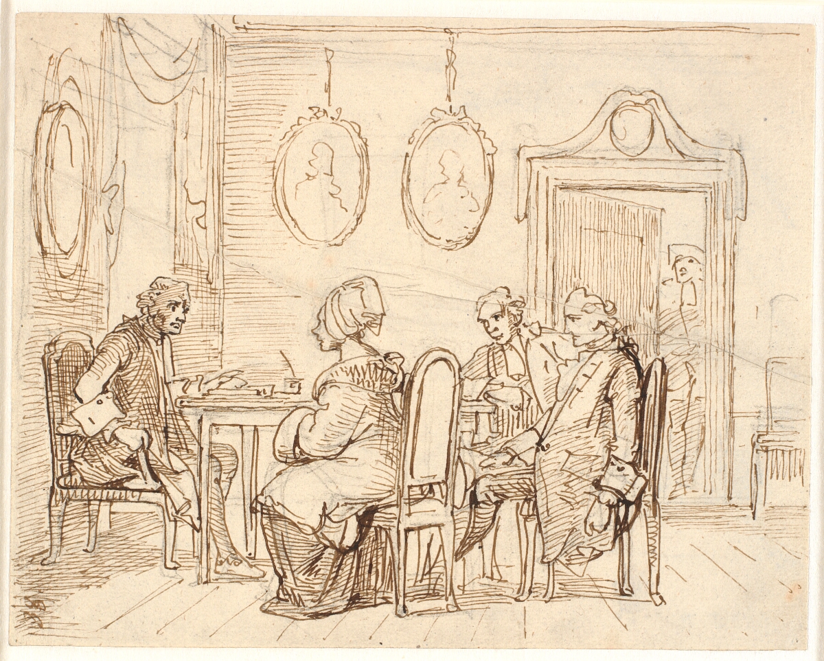 Besøg hos en magistratsperson eller advokat. Holbergsk sceneri, 1810 – 1873, Wilhelm Marstrand ...