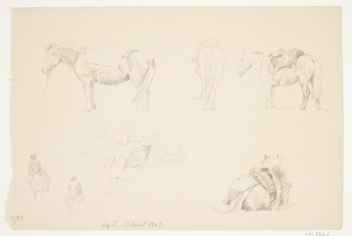 Studieblad med heste., 1902, Agnes Lunn | SMK Open