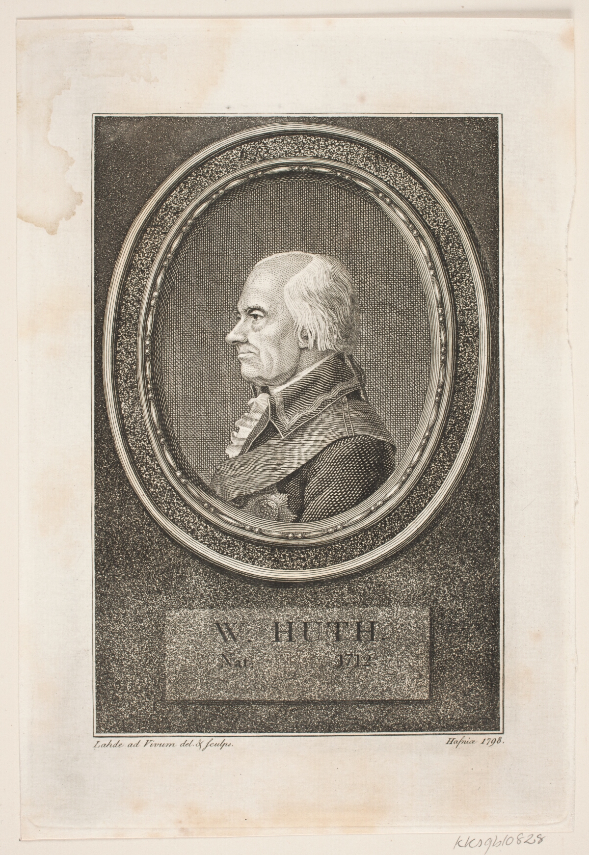 Portræt af W. Huth, 1798, Gerhard Ludvig Lahde | SMK Open