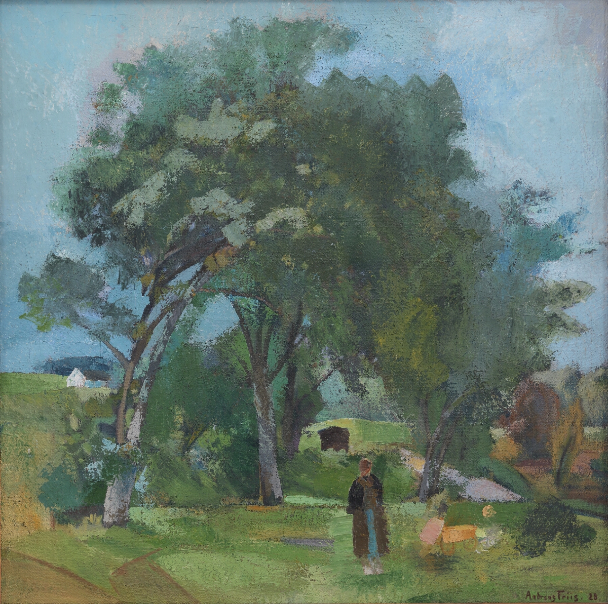 Landskab med figur, 1928, Andreas Friis | SMK Open