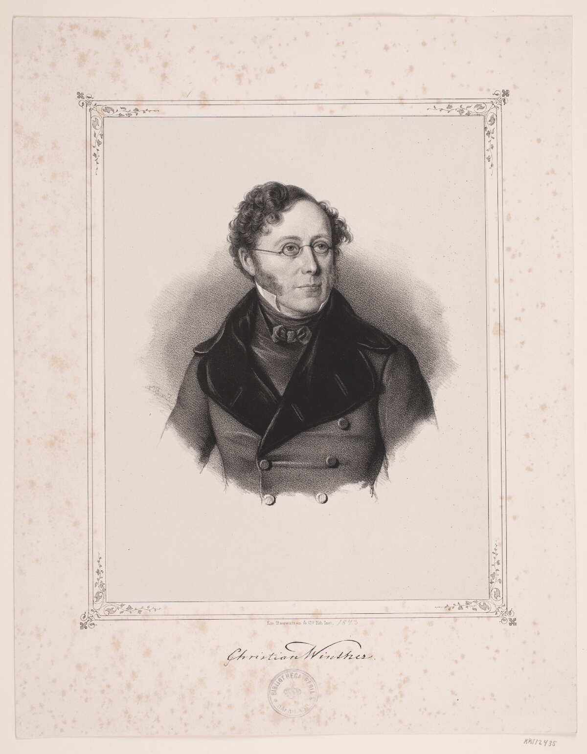 Christian Winther, 1843, Emil Ditlev Bærentzen, Em. Bærentzen's ...