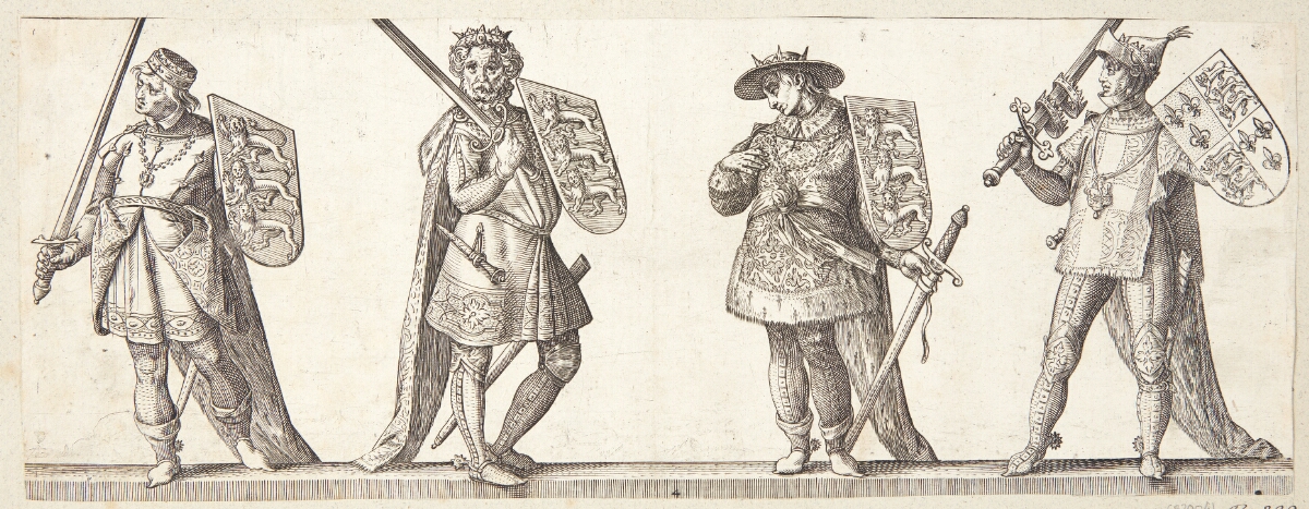 Henrik III, Edvard I, Edvard II og Edvard III, 1584, Hendrick Goltzius ...