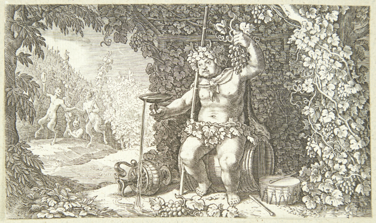 Bakkus som vinens gud, 1616, Jacob Matham, David Vinckboons | SMK Open