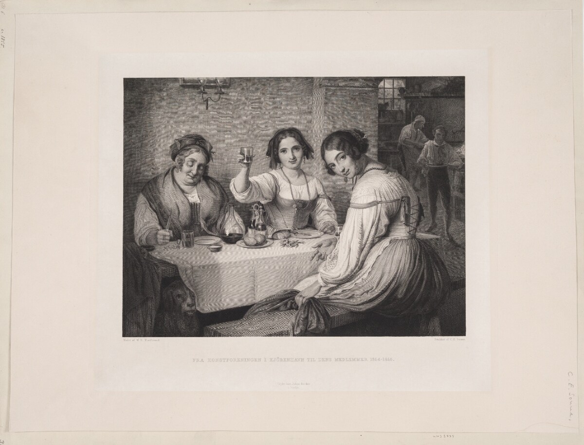 En Osteriscene, 1853 – 1857, Edvard Sonne, Wilhelm Marstrand, Julius ...