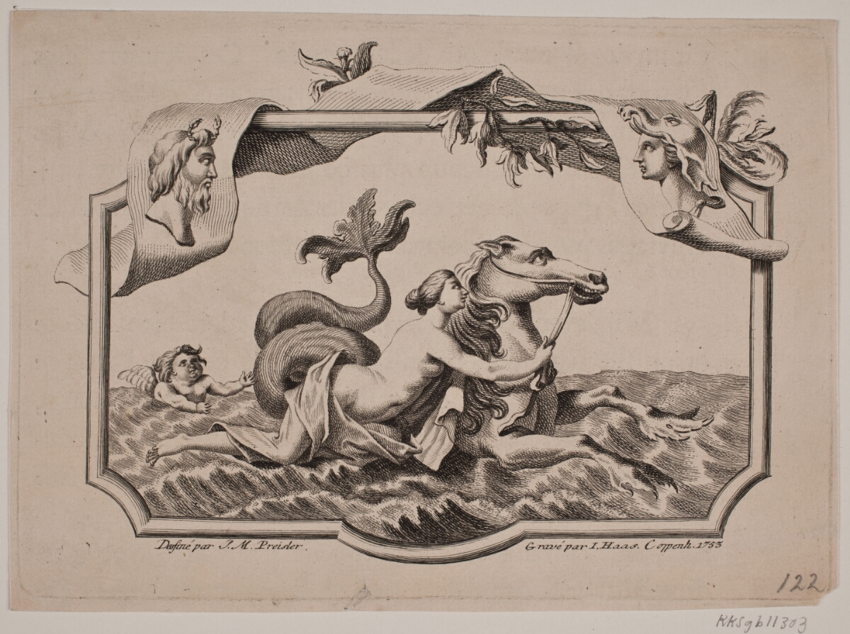 Titelvignet. Amfitrite på havet, 1753, Jonas Haas, Johan Martin ...