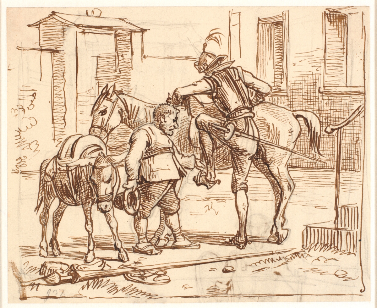 Don Quixote stiger til hest, 1810 – 1873, Wilhelm Marstrand | SMK Open