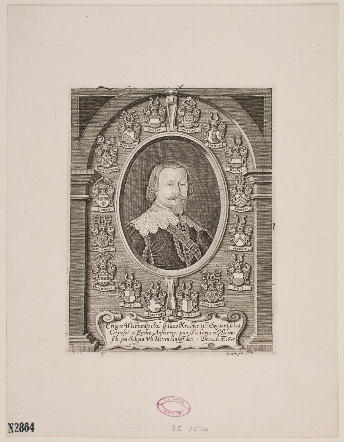 Hans Krabbe til Søgård. Fra en ligprædiken 1648, 1648, Hans Andreas ...