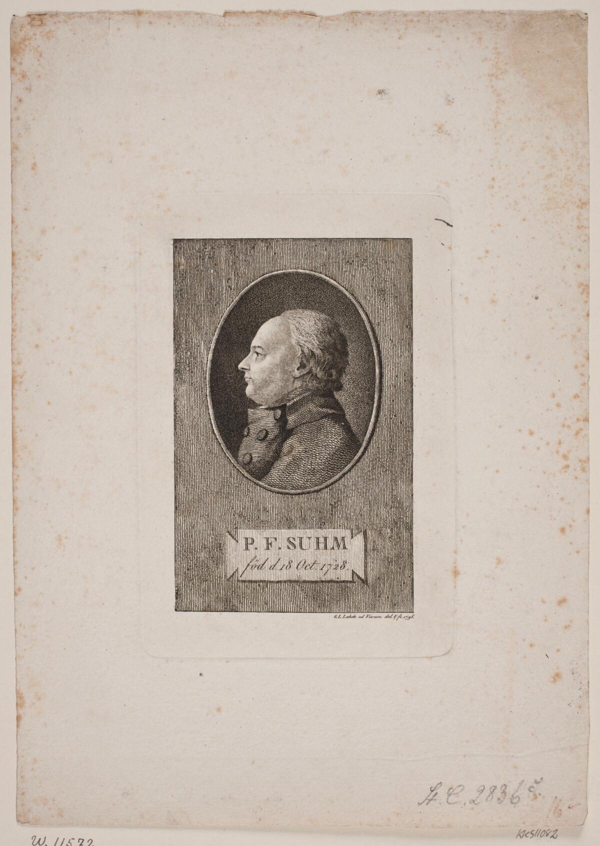 Portræt af Peter Frederik Suhm, 1795, Gerhard Ludvig Lahde | SMK Open