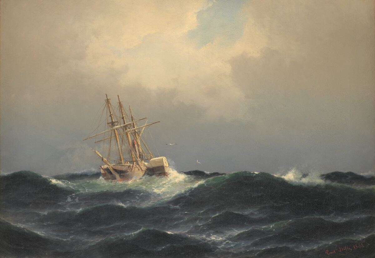 Et dampskib i en storm i Atlanterhavet, 1863, Carl Bille | SMK Open