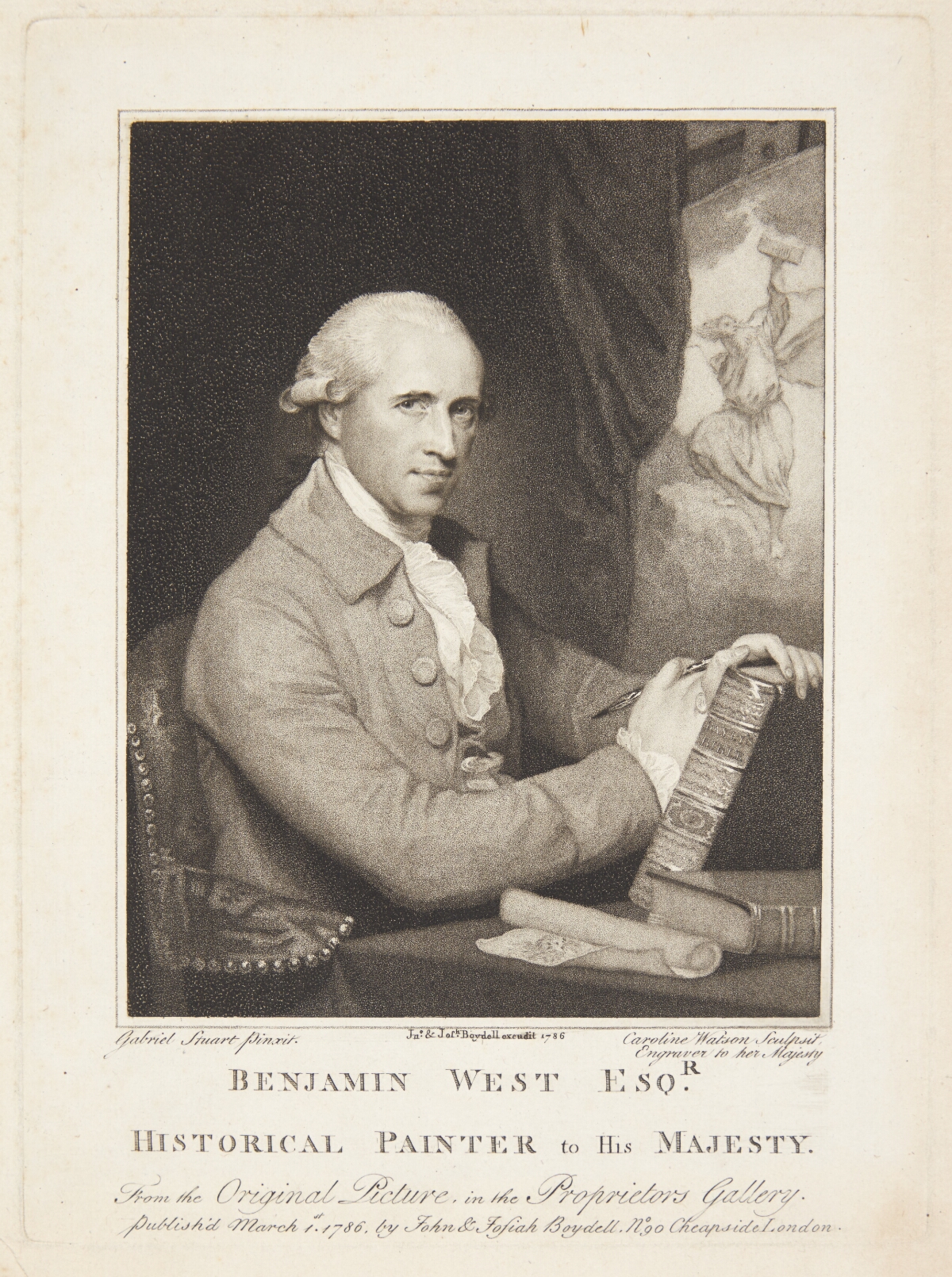 Benjamin West, 1785, Caroline Watson, Gilbert Stuart, John og Josiah ...