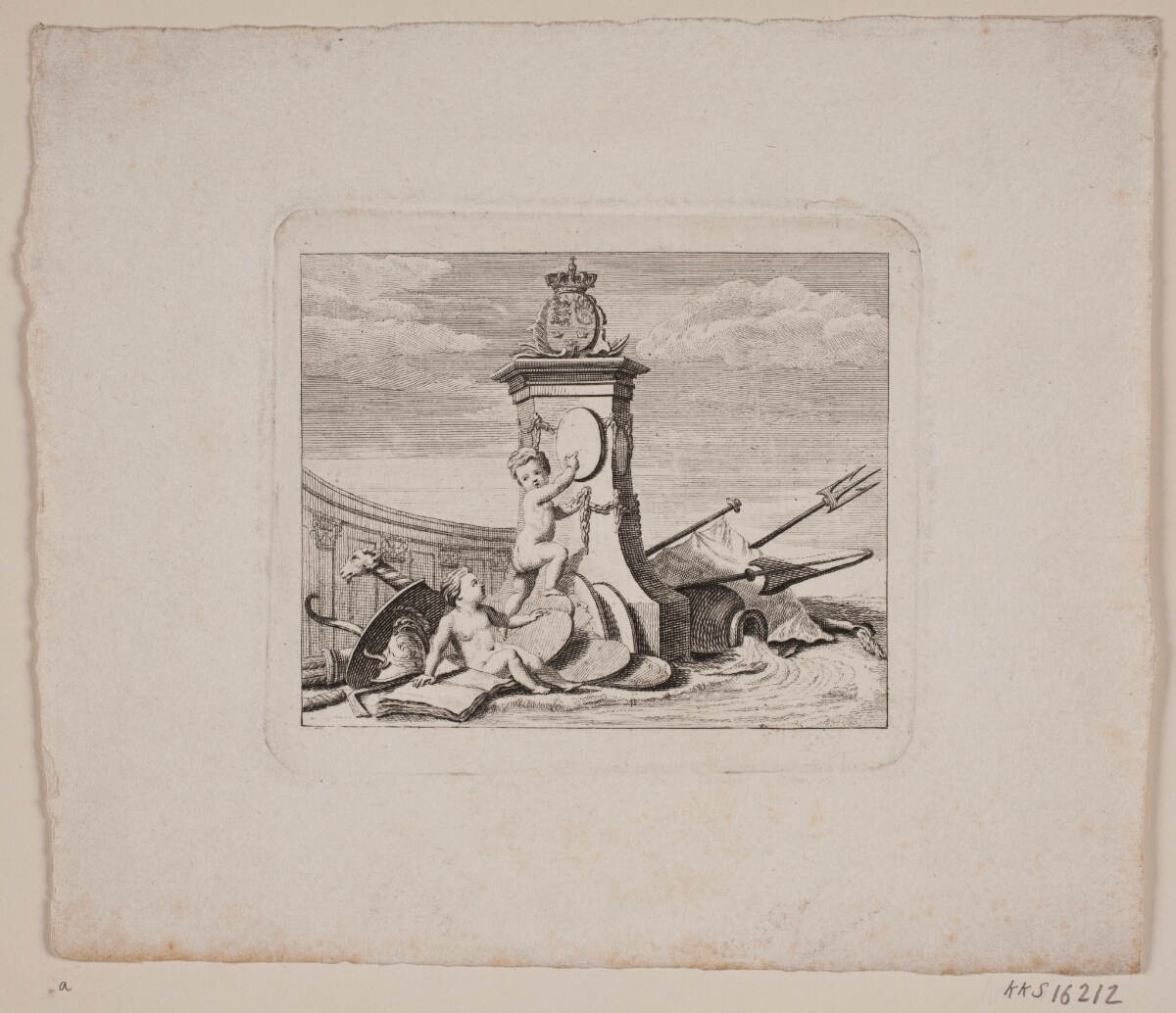 Vignet med to genier, 1752, Jonas Haas, Peter Cramer | SMK Open