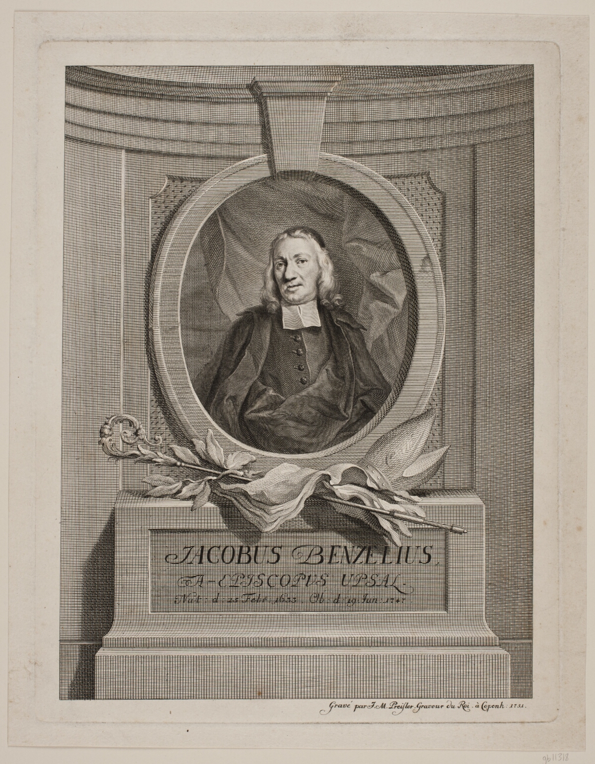 Biskop Jacob Benzelius, 1751, Johan Martin Preisler, Johan Henrik ...
