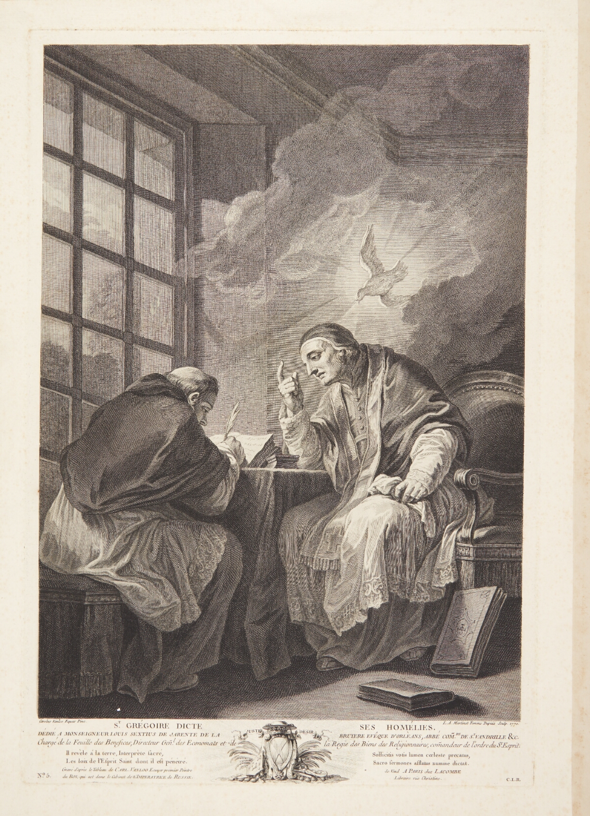 St. Gregor dikterer sine Homelier, 1770, Angélique Martinet, Carle van ...