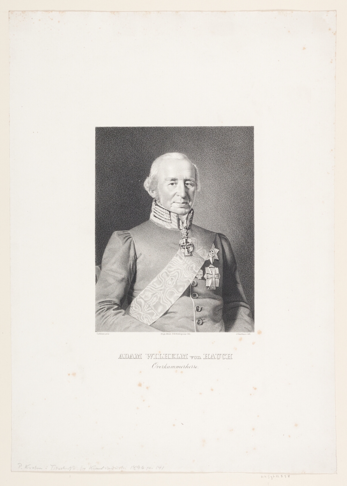 Overkammerherre Adam Wilhelm von Hauch, 1833, Asmus Kaufmann, C.A ...