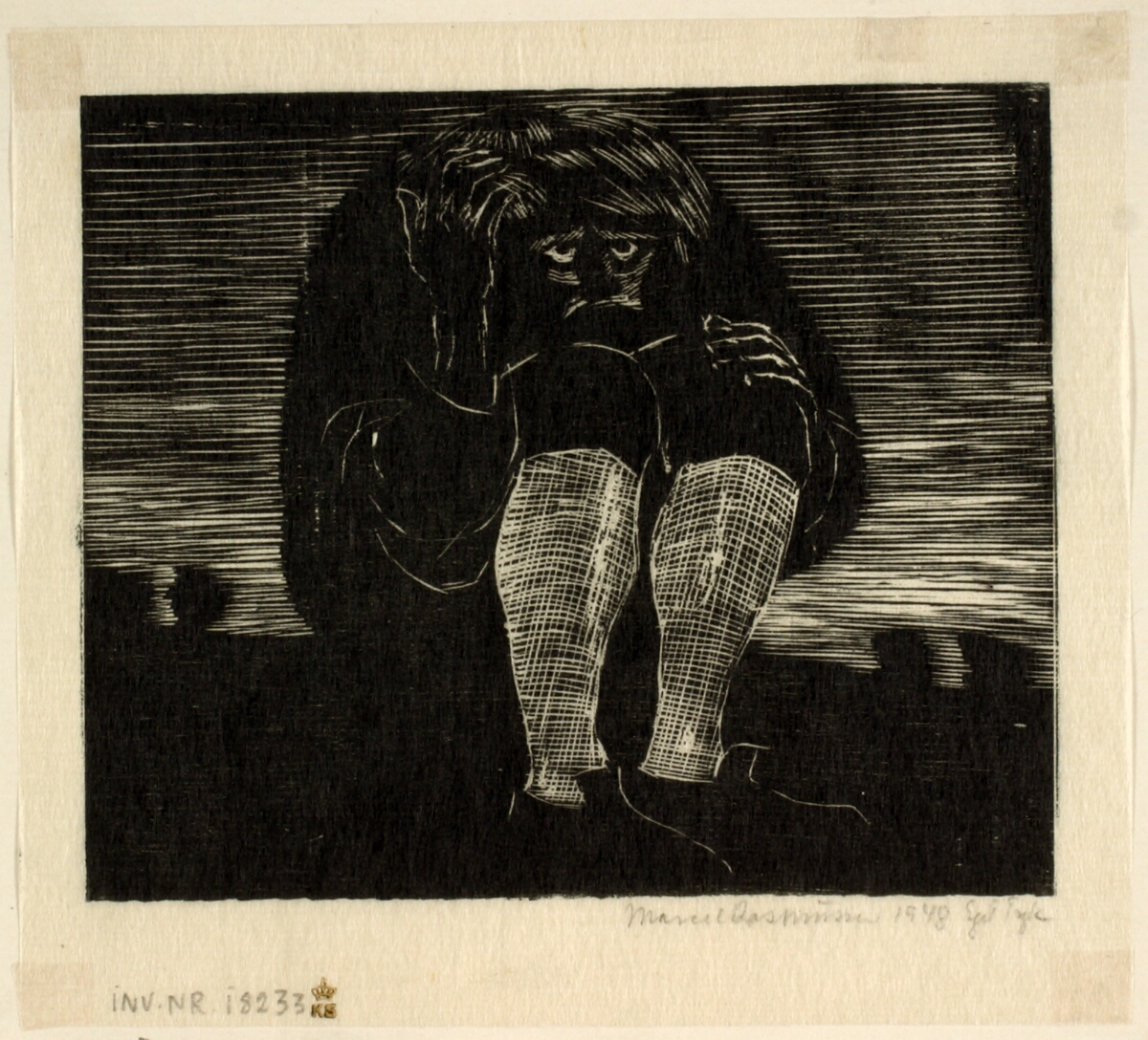 "Kristen" grubler over sin egen elendighed, 1948, Marcel Rasmussen ...