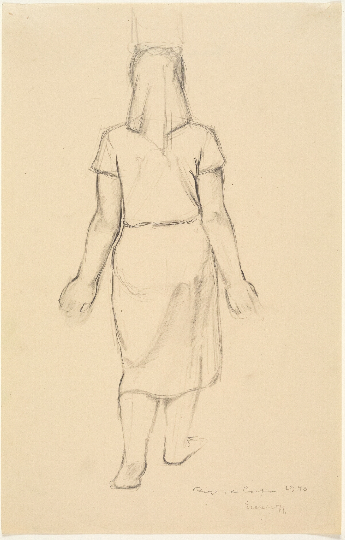 Gående kvinde set fra ryggen., 1940, Gottfred Eickhoff | SMK Open