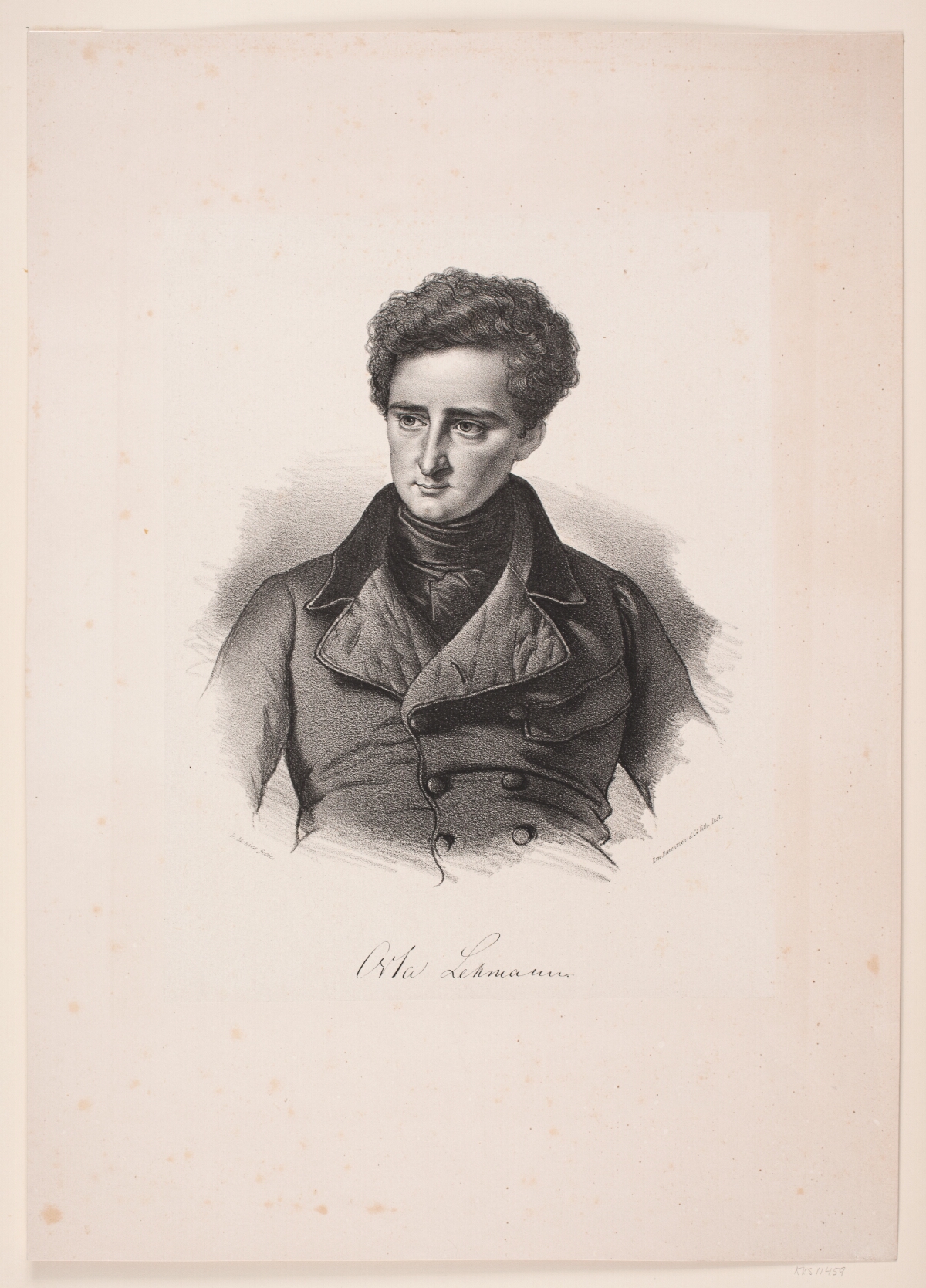 Orla Lehmann, 1840, David Monies, Em. Bærentzen's lithographiske ...