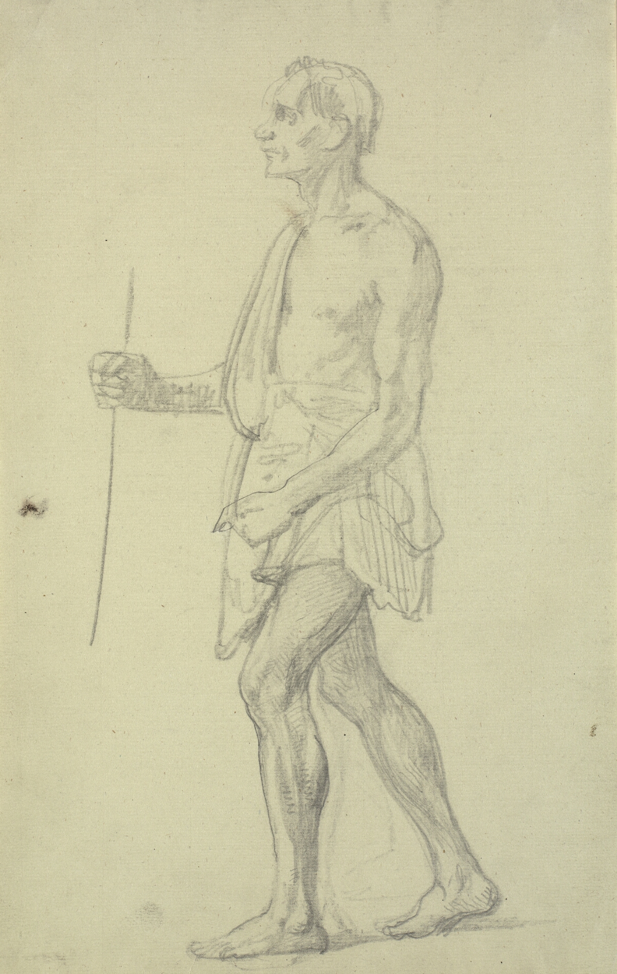 Figurstudie. Stående mand i profil mod venstre, 1810 – 1873, Wilhelm Marstrand | SMK Open