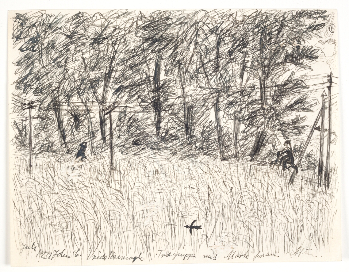 Vridsløsemagle. Trægruppe med mark foran. Aften, 1931 – 1939, John ...