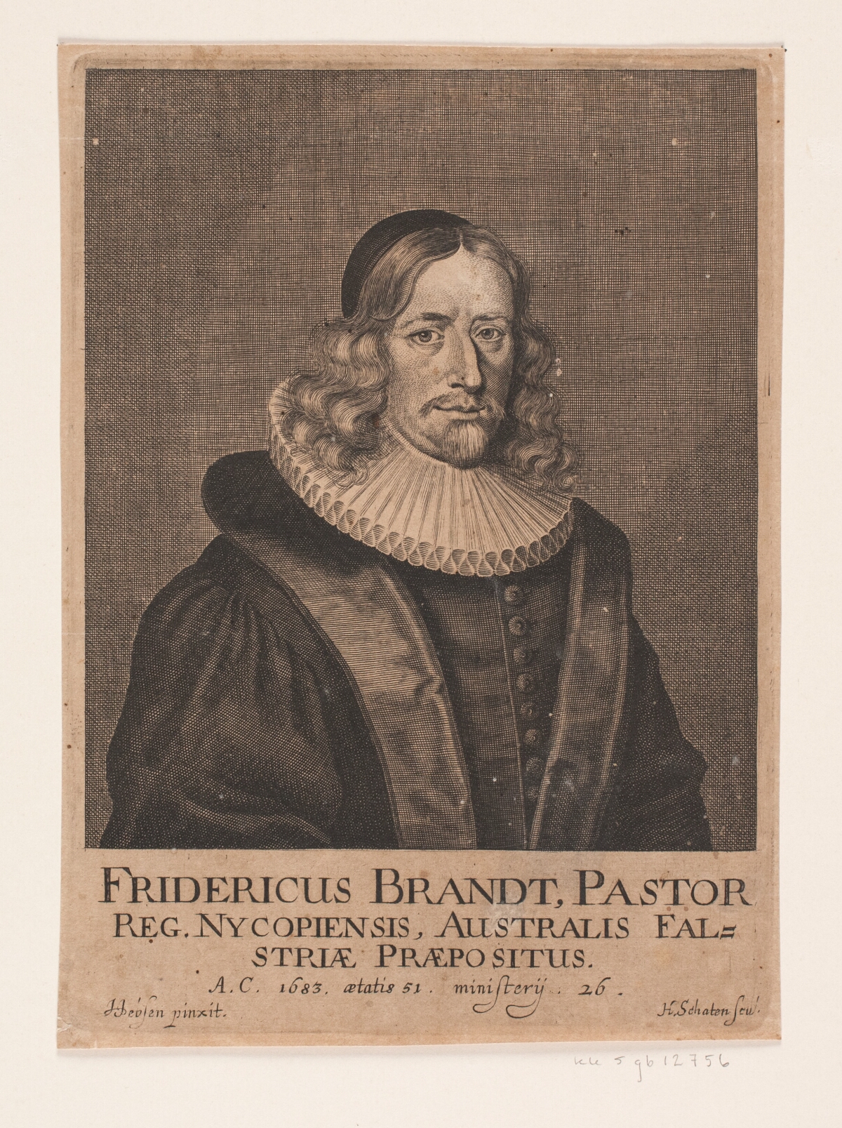 Pastor Frederik Brandt, 1683, Hubert Schaten, J. Jepsen | SMK Open